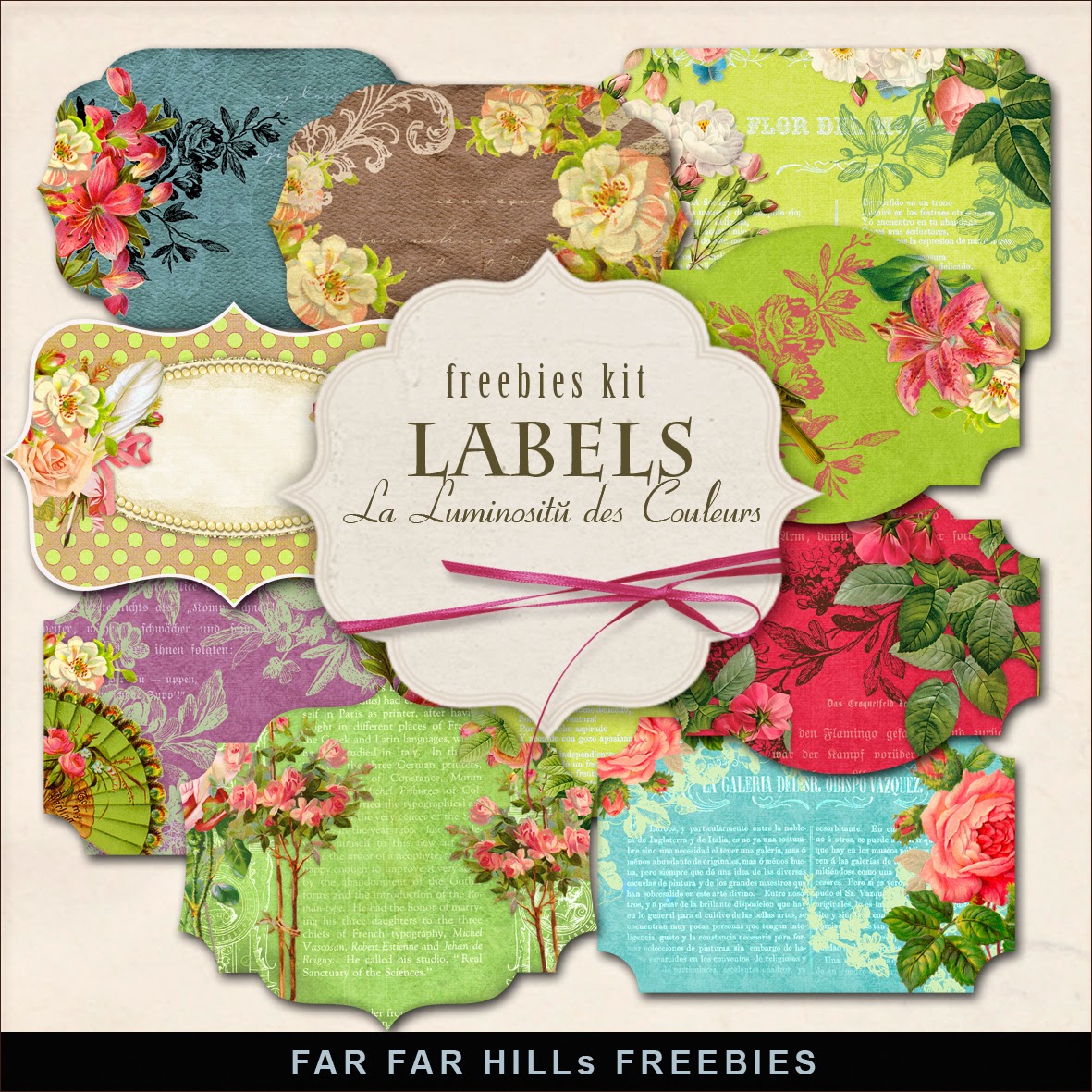 Freebies Kit of Floral Labels:Far Far Hill - Free database of digital ...