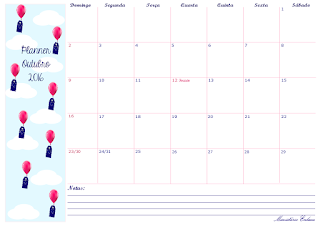 Planner de Outubro para imprimir em 4 modelos