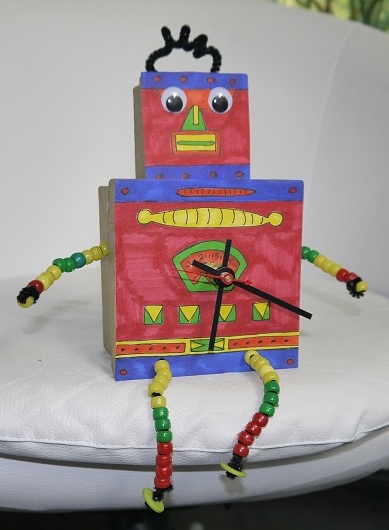 Robots With Cardboard Clock