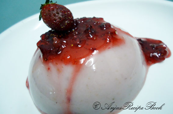 Anju's Recipe Book: Strawberry Pudding served with strawberry sauce