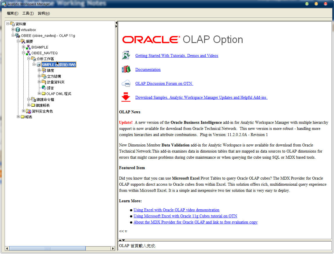 Oracle Database Working Notes: Oracle OLAP 一個簡單的範例