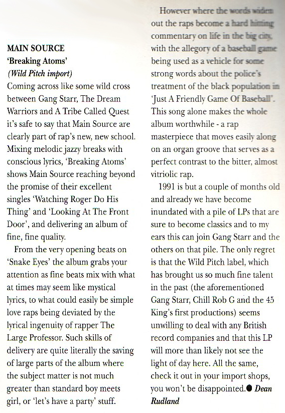 HipHop-TheGoldenEra: Album Review : Main Source - Breaking Atoms - 1991