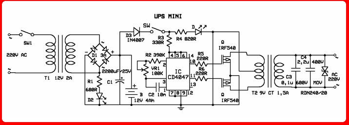SKEMA RANGKAIAN AMPLIFIER: SKEMA RANGKAIAN UPS MINI
