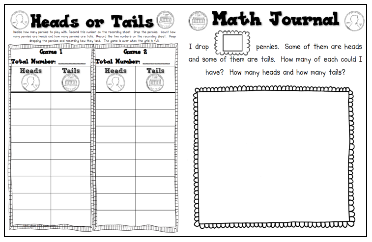 Heads or Tails Math Game Freebie : Blue Skies with Jennifer White