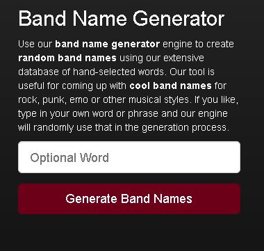 Bucket List Guitar: Band Name Generator