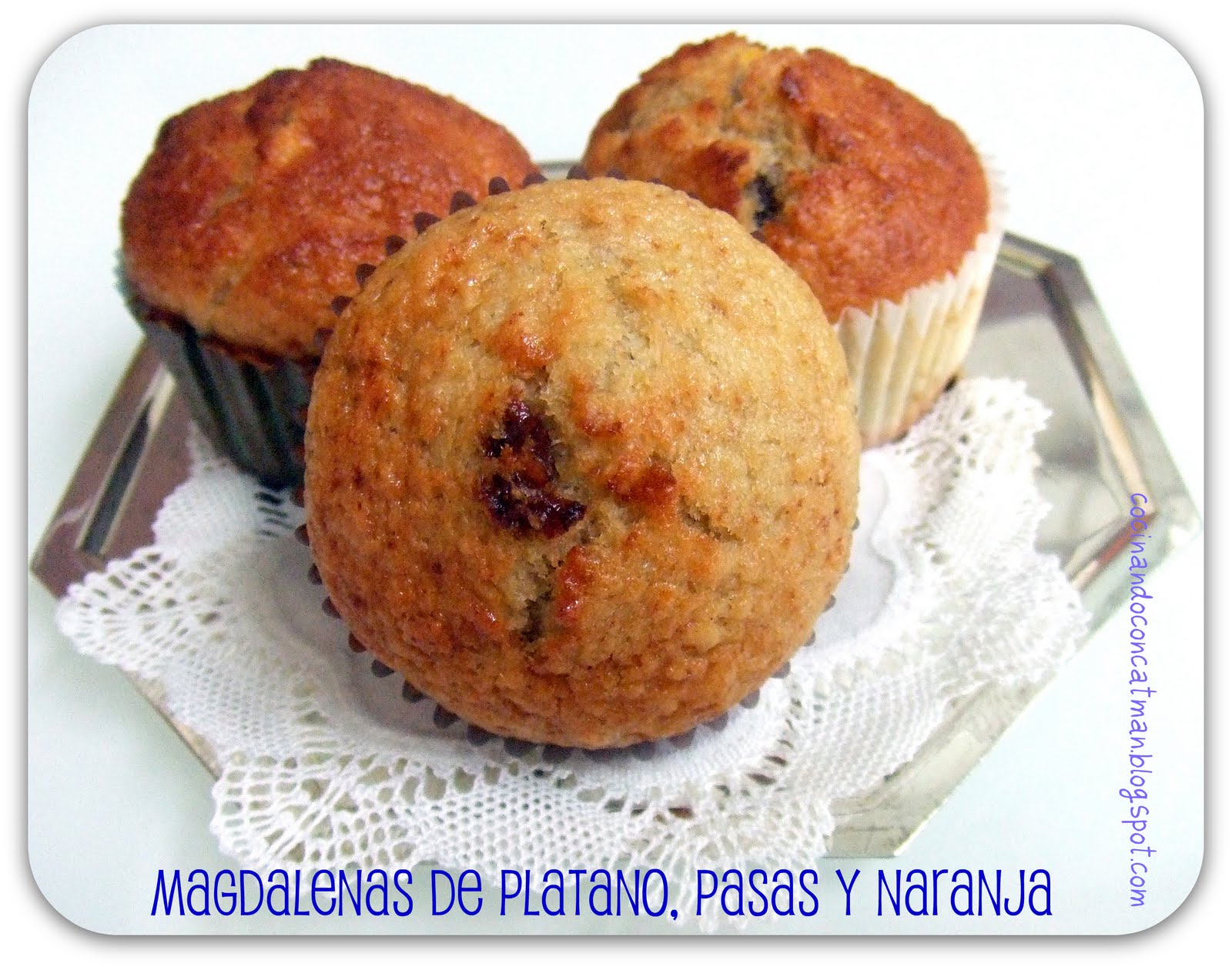 Magdalenas de plátano, naranja y pasas | CocinandoconCatMan.com