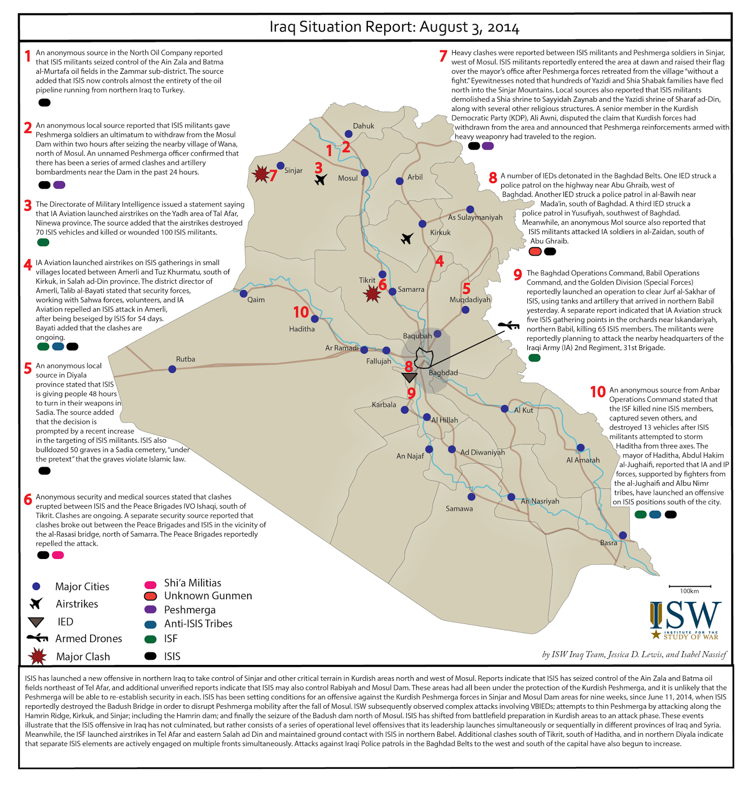 Map: Iraq Situtation Report as of August 3, 2014 from the Institute for ...