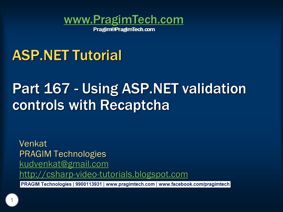 Sql Server Net And C Video Tutorial Using Aspnet Validation Controls With Recaptcha