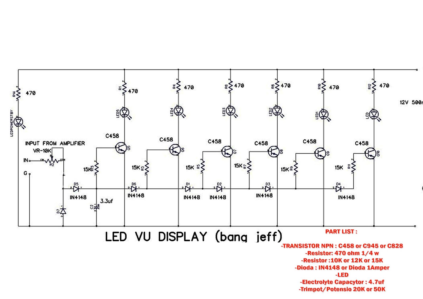 Untuk Pemula (for Beginer): VU LED 7 TRANSISTOR