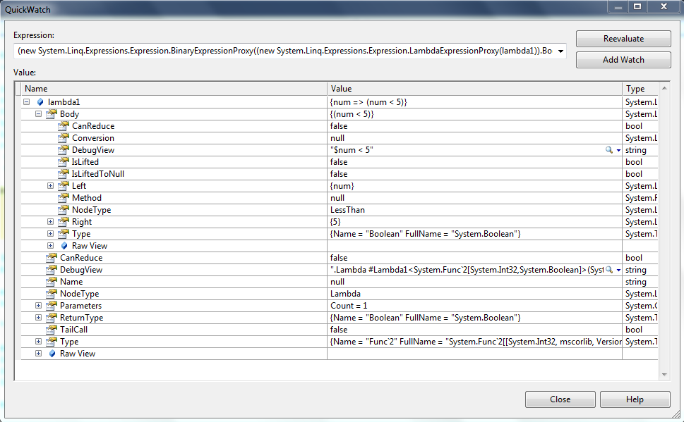 .NET Framework 4.0: Expression Tree in c#