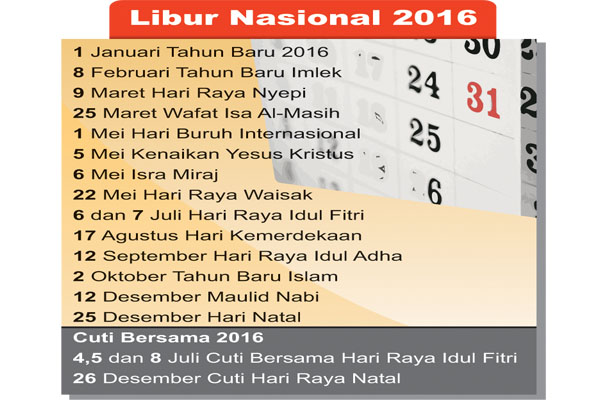 2016, 19 Hari PNS Libur