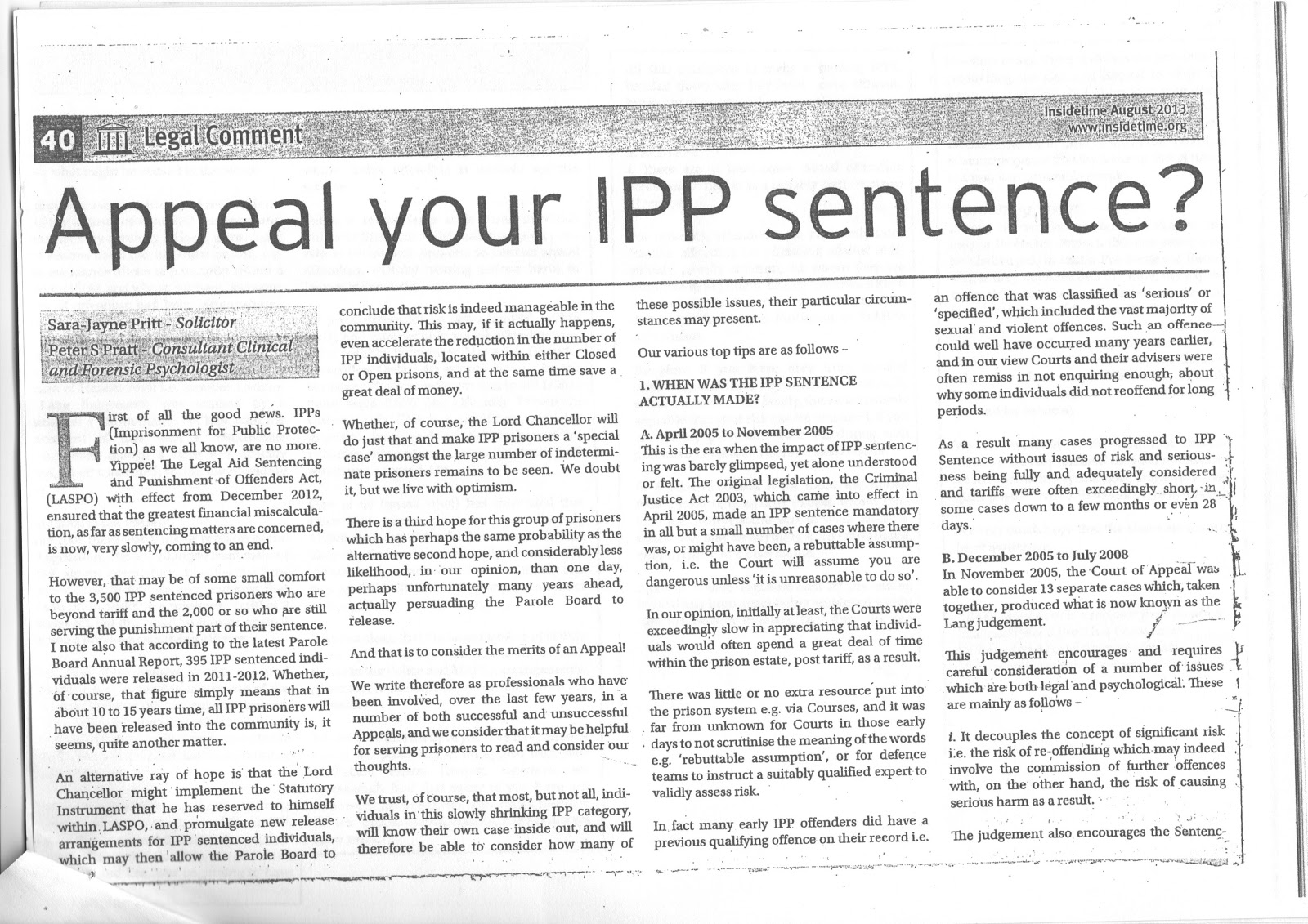 IPP Prisoners Familys Campaign: Critics expressed concern about the ...