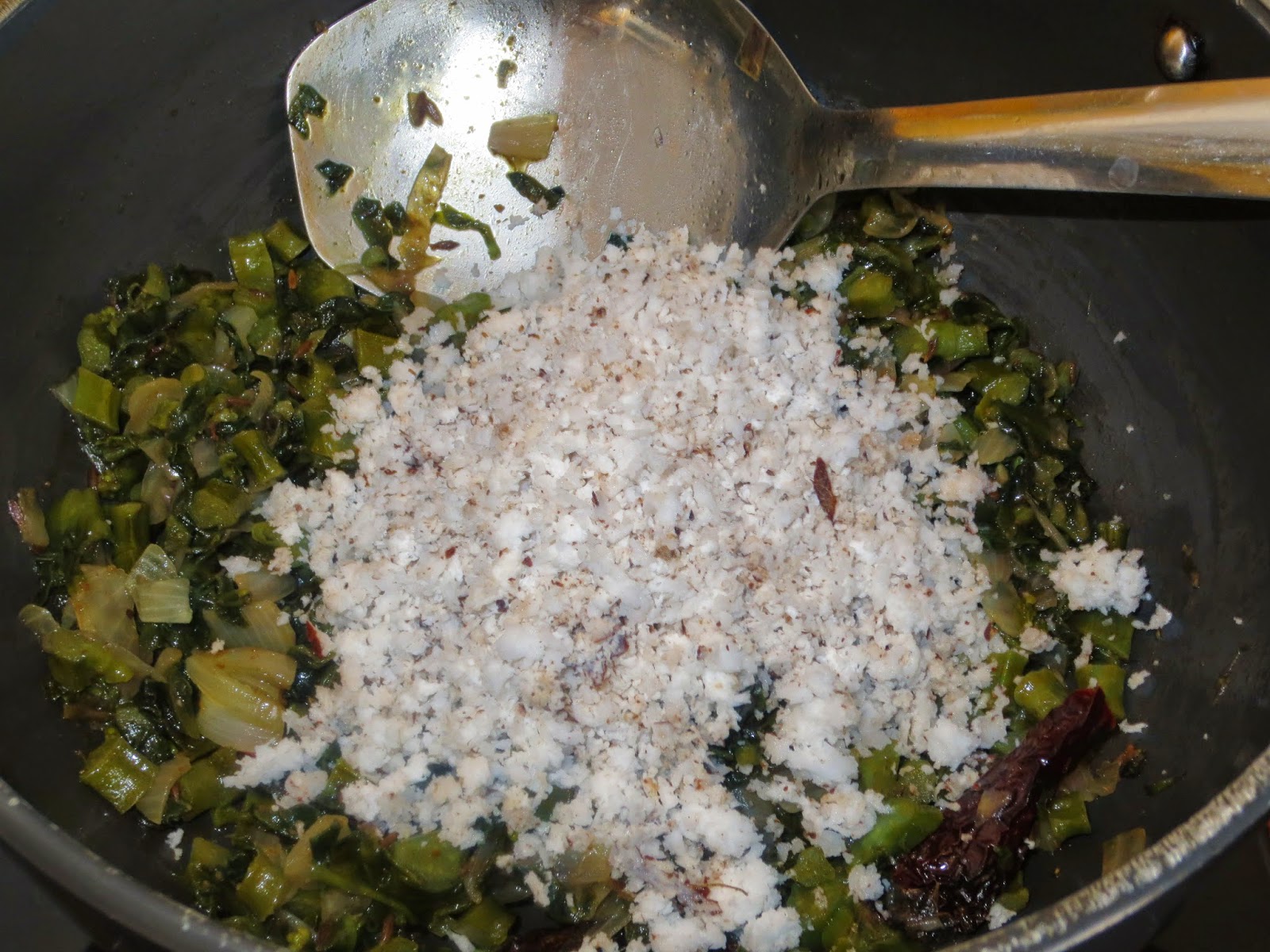 Basale Soppina palya / Malabar spinach curry (dry) ~ Enjoy cooking