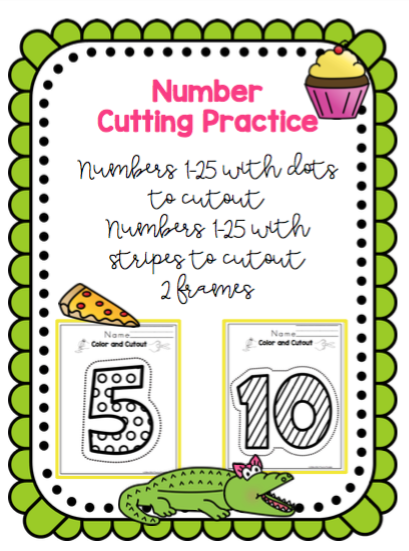 Number Cutting Practice "No Prep" ~ Preschool Printables