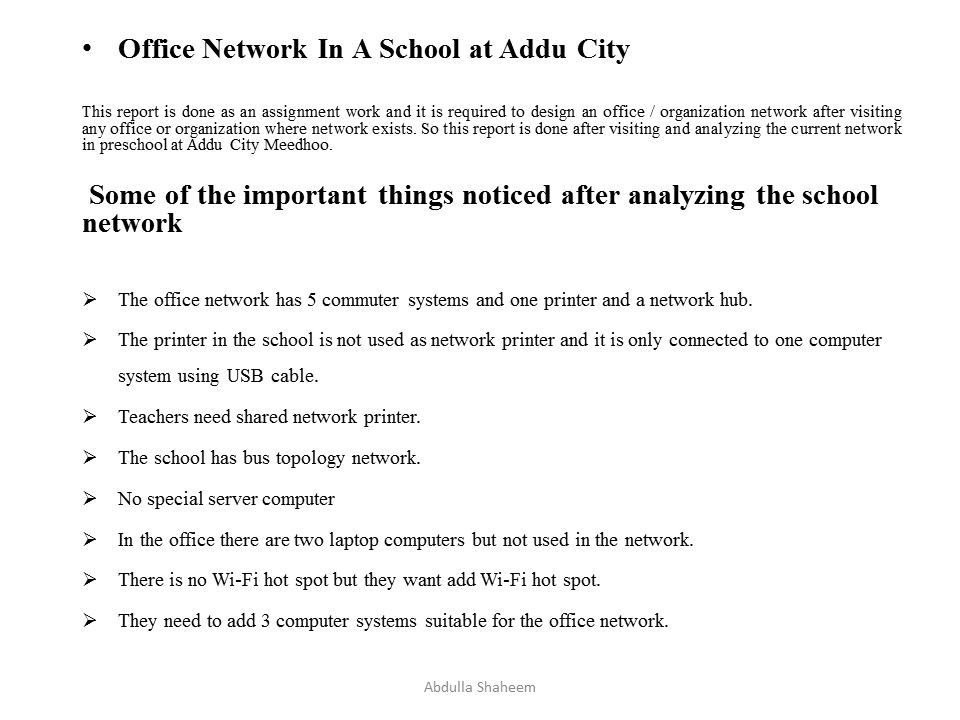 Network Design Of A School