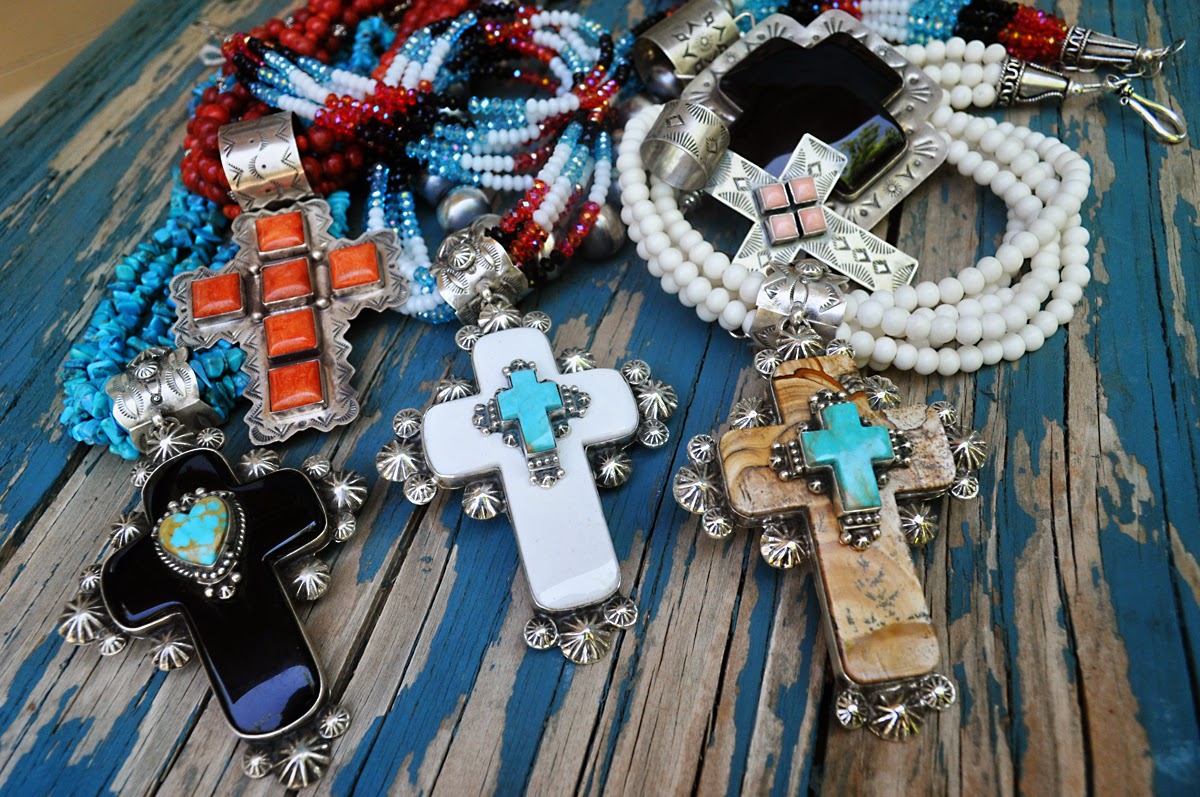.: Stacked Stone Navajo Cross Pendants