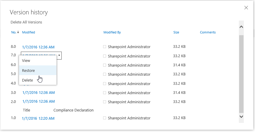SharePoint Online: Restore Previous Version of a Document using PowerShell - SharePoint Diary
