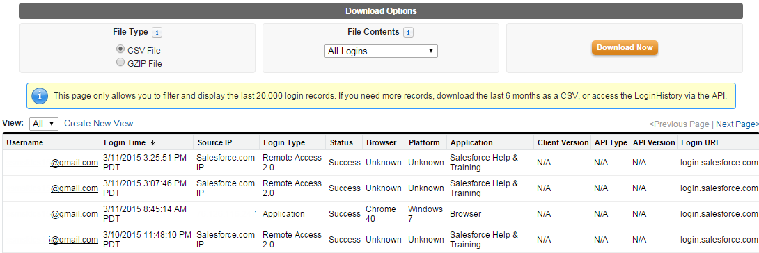 SFDC 3:16: Login History