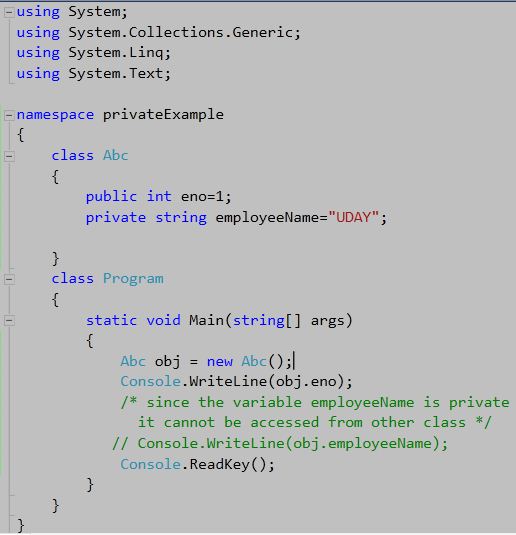 DOTNET: Access Specifiers in C#.