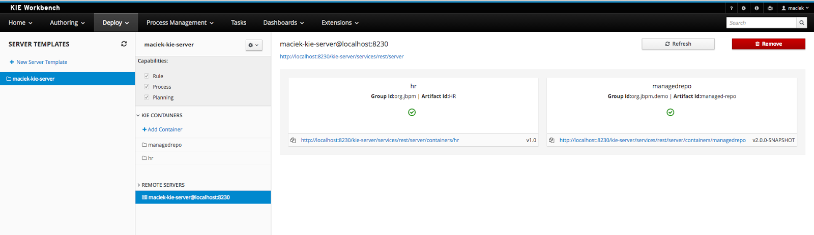 jBPM v7 - workbench and kie server integration - KIE Community