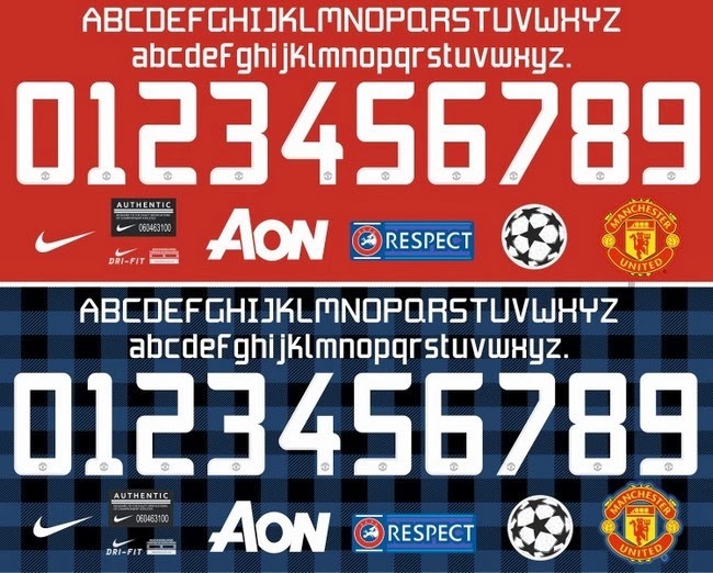 Font Number Football: Font Manchester United UCL 2013 2014