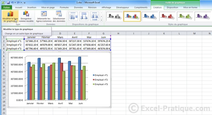Excel Milev: Insertion de Graphiques