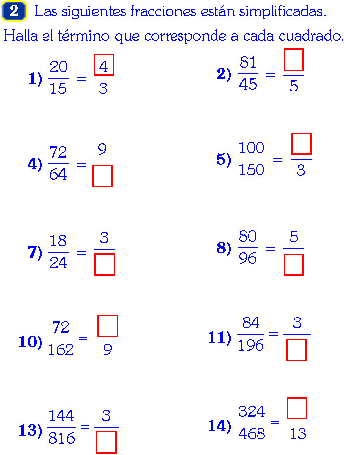SIMPLIFICACION DE FRACCIONES EJEMPLOS Y EJERCICIOS RESUELTOS