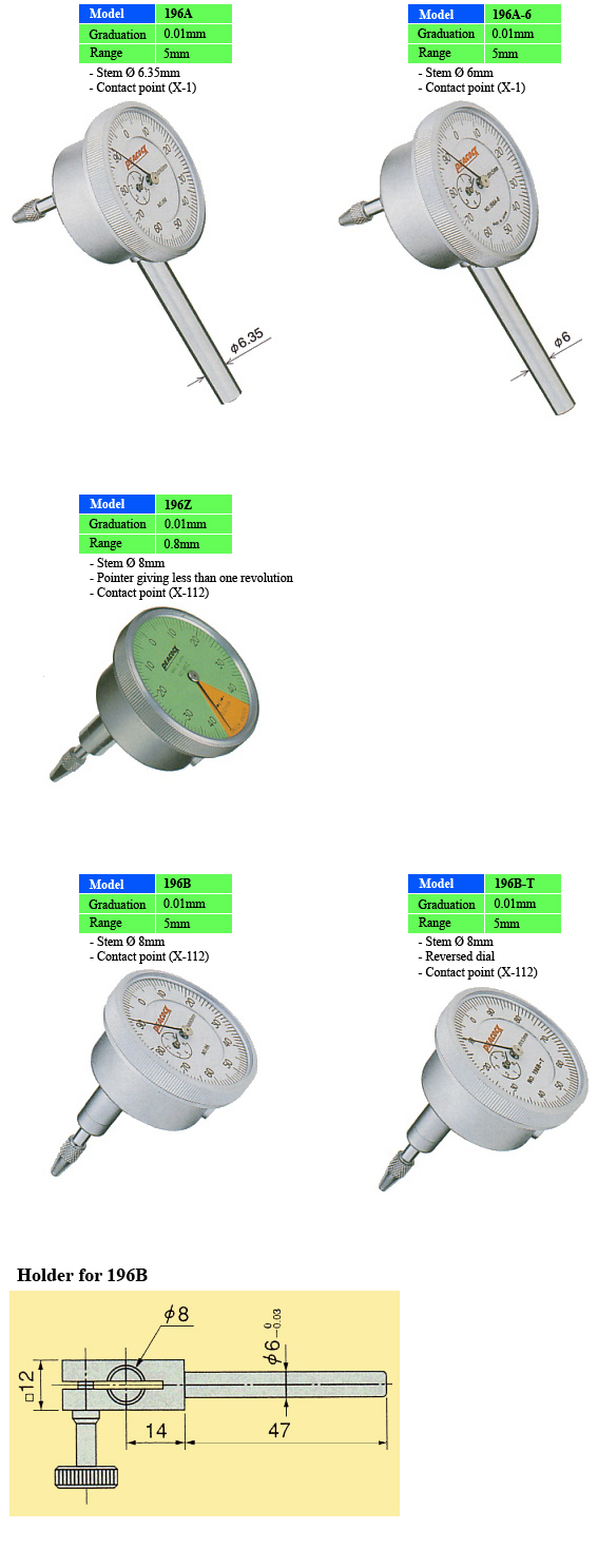Jual Peacock Dial Gauge: Back Plunger Type Dial Gauges 0.01mm