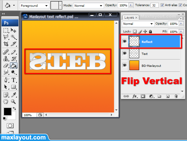 Tip.maxlayout.com: Photoshop: อักษรเงาสะท้อน (Photoshop Text Reflection)