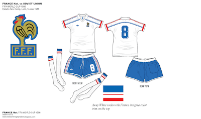 Football teams shirt and kits fan: France WC 1986 Away Kits