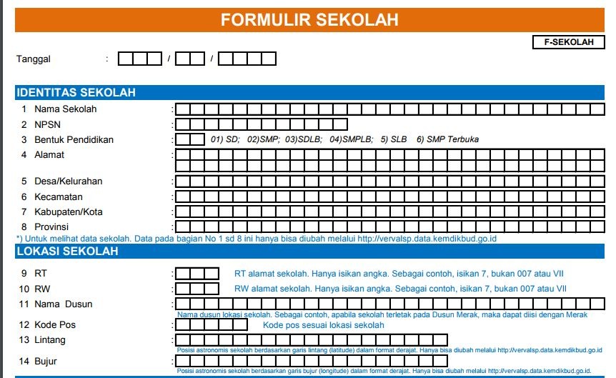 Formulir Pendataan Dapodik 2018b (Lengkap) - esdeku