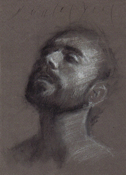 A DRAWING A DAY: "Portrait of a man looking up" charcoal drawing