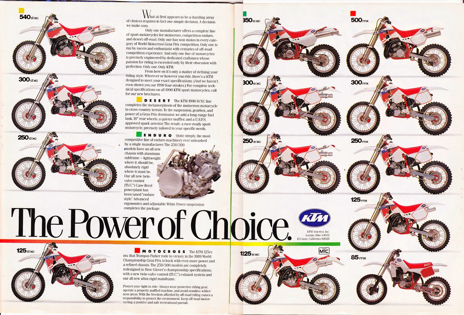 RuAutos.com: Vintage Brochures: KTM Line Up 1989 (Usa)