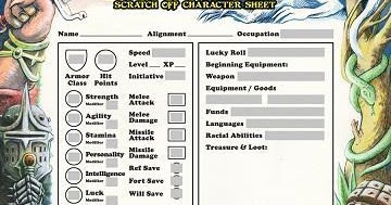 DCC Trove of Treasures: Scratch-Off Zero-Level Character Sheets