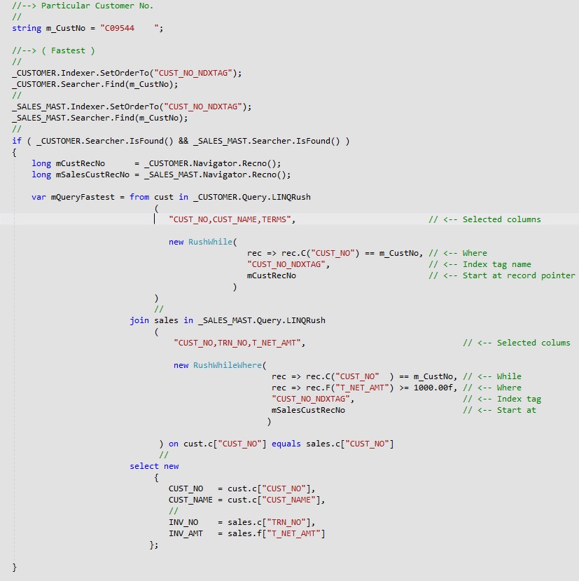 Managed DBF: Using RushMode Query optimization to speed data access
