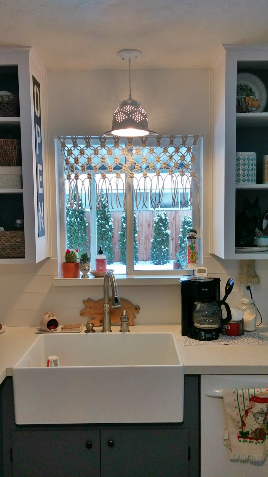 DIY Macrame Kitchen Curtain - Little Vintage Cottage