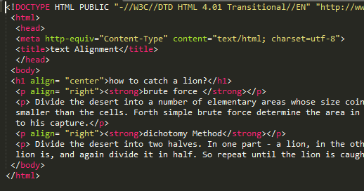 wayslive: How to align text in HTML
