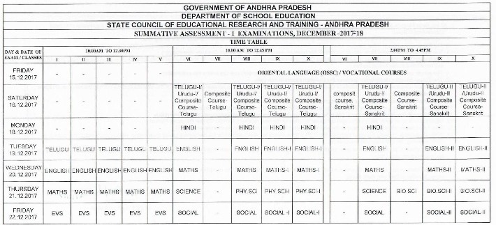 SA-1 New Time Table 2017-18 Rc 3 Primary UP High Schools | APTEACHERS ...