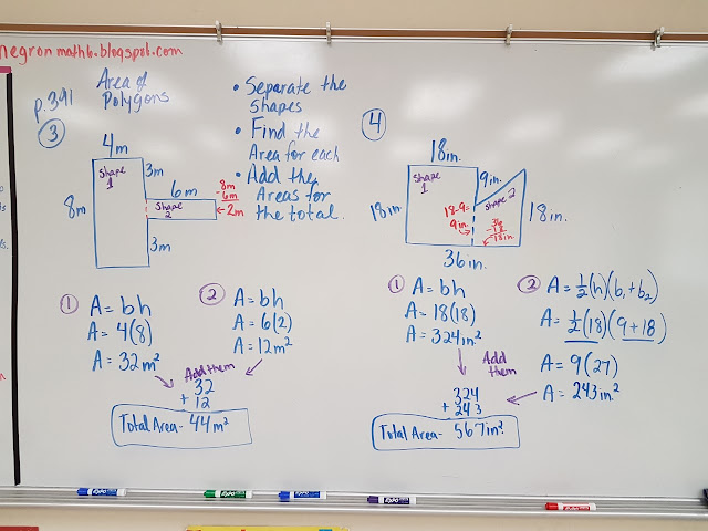Mrs. Negron 6th Grade Math Class: Lesson 13.4 Area of Polygons