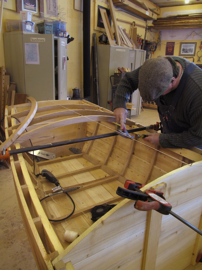 Raising the roof beams - Fretwater Boatworks