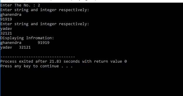 C Program to Store Student Information Using Structures And Pointer