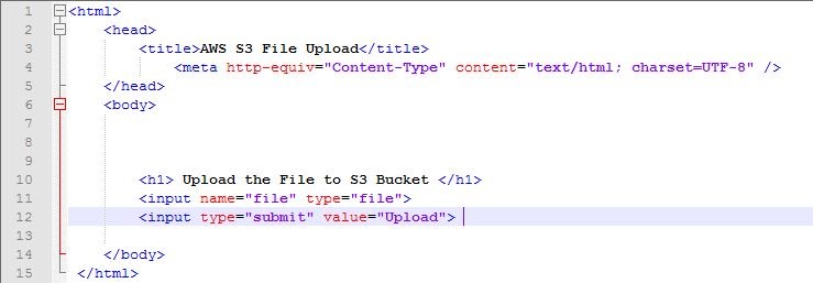 AWS S3: UPLOADING FILES TO AWS S3 BUCKET USING HTML FORM UPLOAD