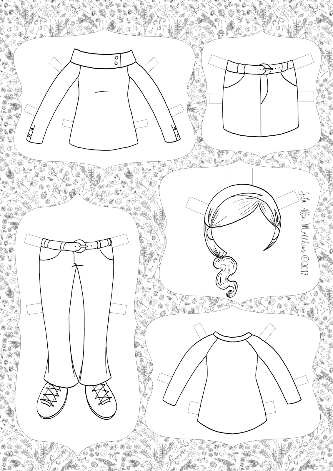 Paper Doll School: Sarah's Simple Wardrobe - Set 4 Black and White