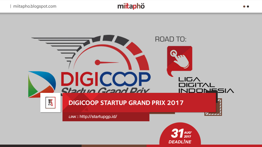 Pendaftaran DIGICOOP Startup Grand Prix 2017 Untuk Wilayah Lain Telah ...