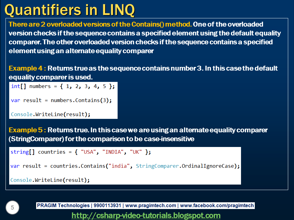 Sql Server Net And C Video Tutorial Part 31 Quantifiers In Linq