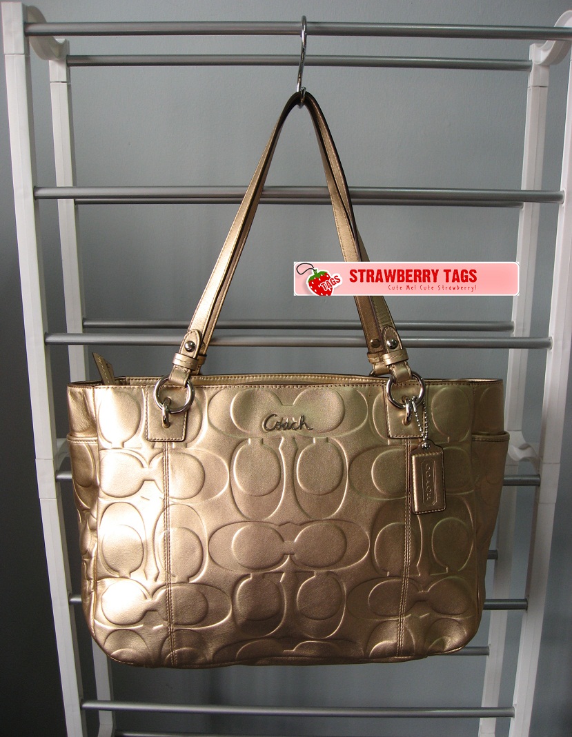 ~StrawBerry TaGs~: COACH Large Gallery Embossed Metallic Leather Tote ...