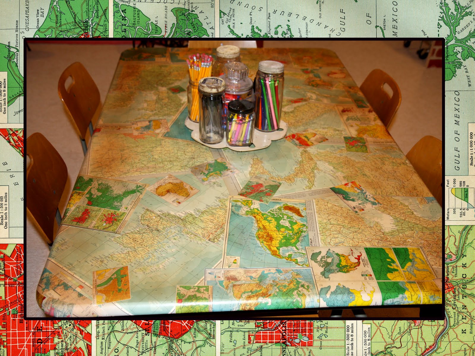 Vintage Creations: Decoupage Map Table