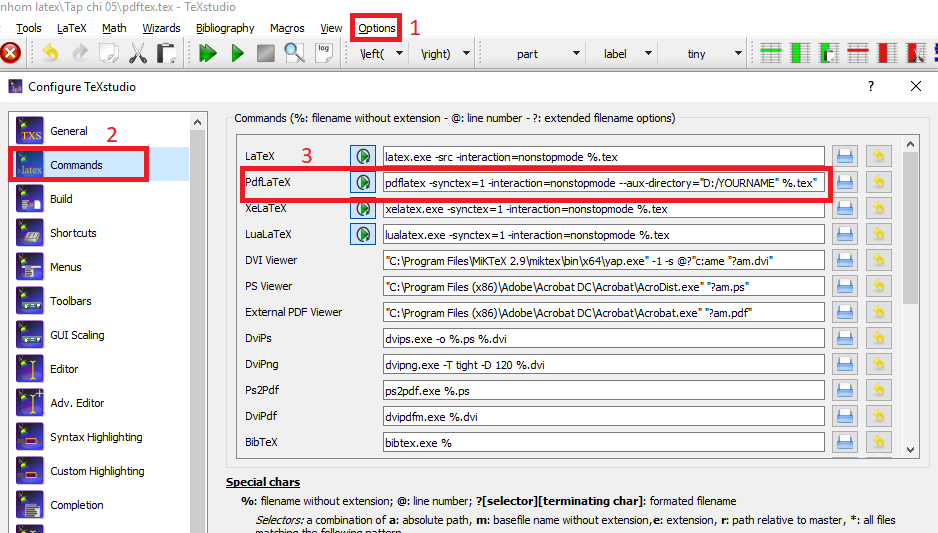 Gom các file tạm khi biên dịch bằng Texstudio | Toán và Latex