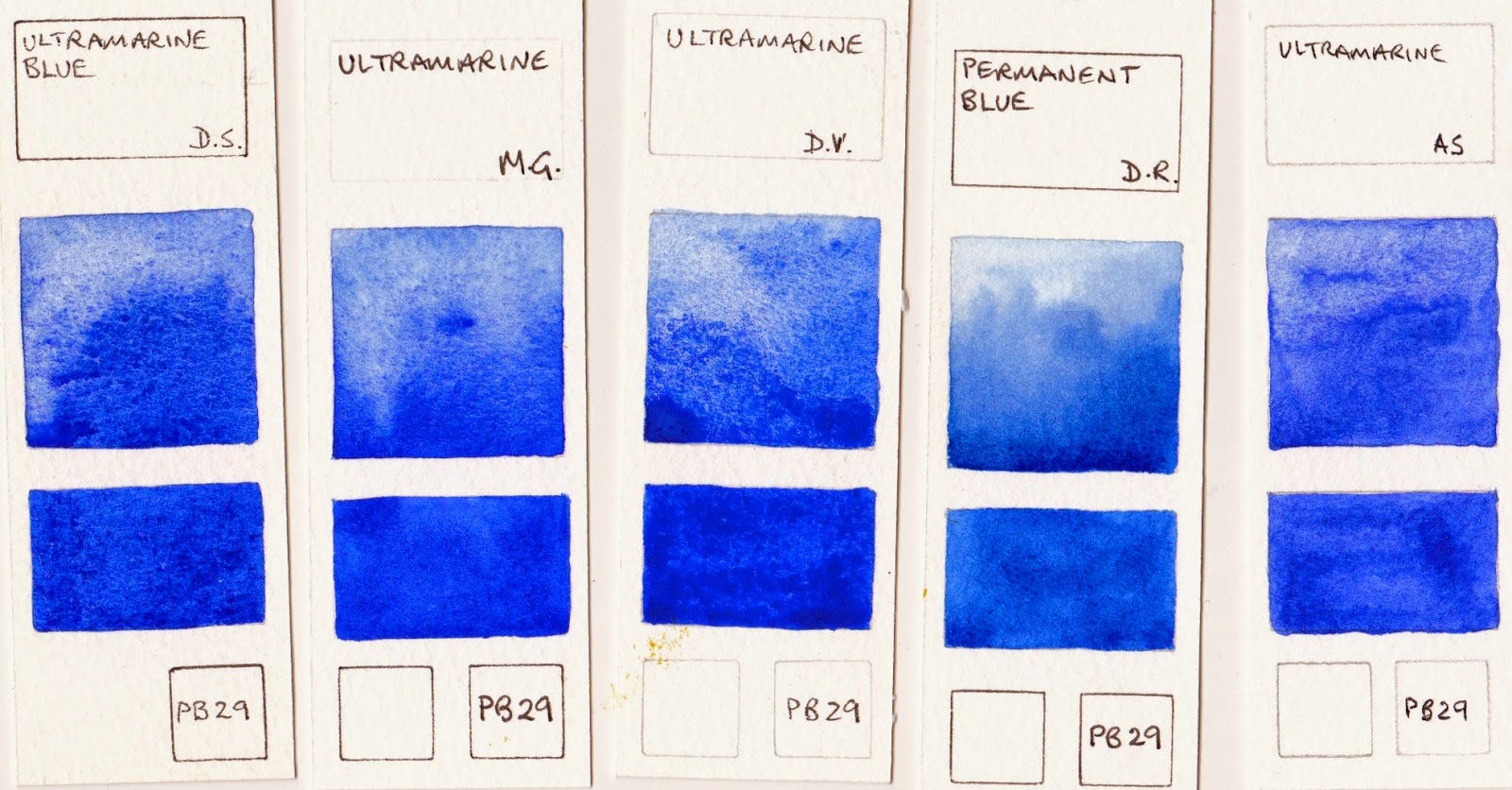 Jane Blundell Artist: Watercolour Comparisons 8 - Blues