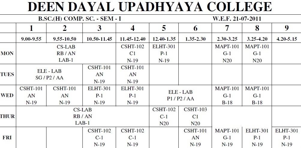 Computer Science Geeks: Time Table!!